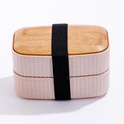China 2-Layer Eco Fridge Food Container Set with Sustainable Bamboo Lid and Customized Logo for sale