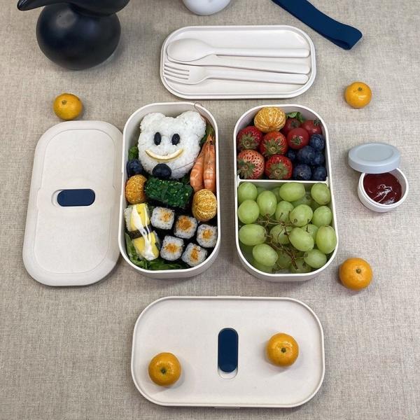 Quality Dual Tier Leak Proof High Capacity Kids Bento Box with Cutlery TF109 for sale