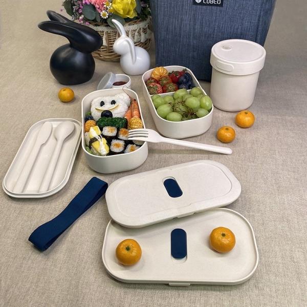 Quality Dual Tier Leak Proof High Capacity Kids Bento Box with Cutlery TF109 for sale