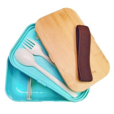 China Leak-proof BPA Free Bento Lunch Box One Layer Eco-Friendly Food Container with Cutlery for sale