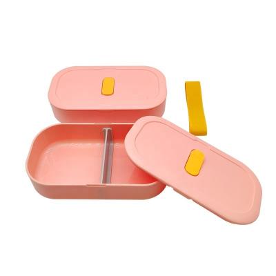 China 1200ml Custom Logo Eco PP Lunchbox BPA Free Double Decker Portable for Kids and Adults for sale