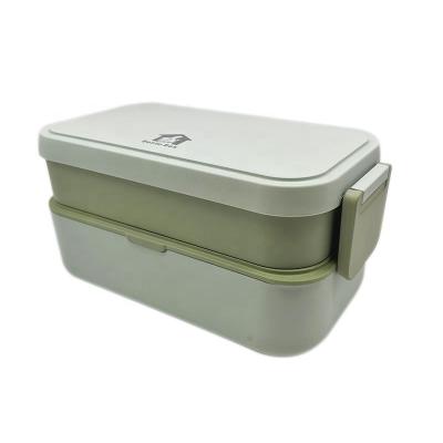 China Eco-Friendly Bamboo Fiber Rectangle Lunch Box with Soup Container and Reusable Cutlery Set for sale