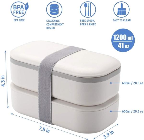 Quality 332g Double Layer Cutlery Bento Box BPA Free and Microwavable Suitable for Kids' for sale