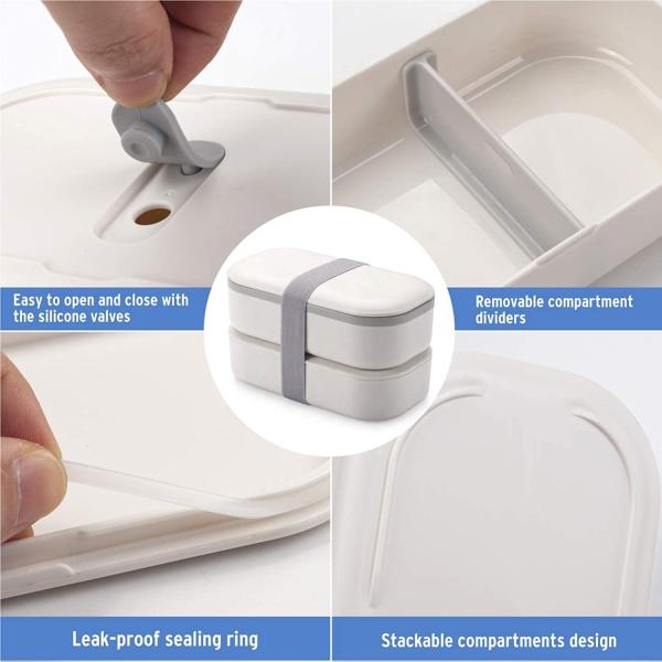 Quality 332g Double Layer Cutlery Bento Box BPA Free and Microwavable Suitable for Kids' for sale