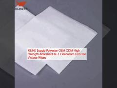 KILINE Supply Polyester OEM ODM High Strength Absorbent M-3 Cleanroom Lint Free Viscose Wipes
