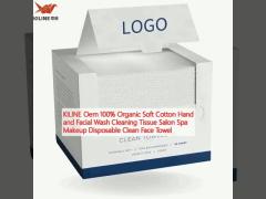 KILINE Oem 100% Organic Soft Cotton Hand and Facial Wash Cleaning Tissue Salon Spa Makeup Disposable Clean Face Towel