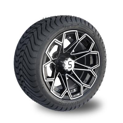 Cina Carretto di golf lavorato/ruote nero di lucentezza e 215/35-12 basso profilo DOT Tyres Set di 4 in vendita