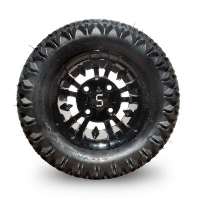 Cina Ruota per carrello da golf da 10 pollici e combinazione di pneumatici ATV 20 × 10-10 - Bolt 4x4 sfalsato 25 nero lucido / lavorato a macchina (101,6 mm) in vendita