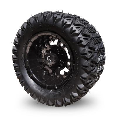 Cina Ruota per carrello da golf da 10 pollici e combinazione di pneumatici ATV 20 × 10-10 - Bolt 4x4 sfalsato 25 nero lucido / lavorato a macchina (101,6 mm) in vendita