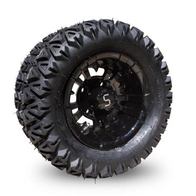 Cina Ruota per carrello da golf da 10 pollici e combinazione di pneumatici ATV 20 × 10-10 - Bolt 4x4 sfalsato 25 nero lucido / lavorato a macchina (101,6 mm) in vendita