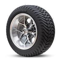 Quality 12 Inch Golf Cart Wheels And Tires Assemblies With S Center Caps And Chrome Lug for sale