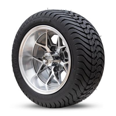 China 12 Inch Golf Cart Wheels And Tires Assemblies With S Center Caps And Chrome Lug Nuts Suitable For Club Car Ezgo Yamaha Golf Carts for sale