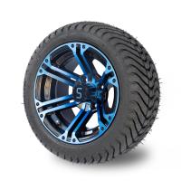 Quality 12 Inch Golf Cart Rims And Tire Combo Blue Glossy Black 4 / 101.6 PCD for sale