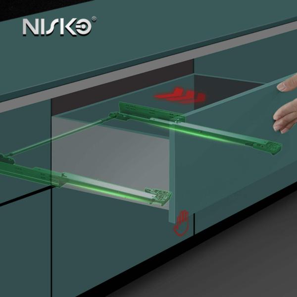 Quality Telescopic Concealed Drawer Runner Slide Push Open Zinc Plating for sale