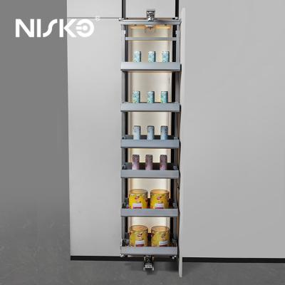 Cina 180° Rotante Aluminio Pull Out Pantry Unit Grigio Per Cucina in vendita