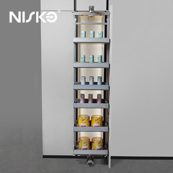 Quality 180° Rotating Aluminum Pull Out Pantry Unit Grey For Kitchen for sale