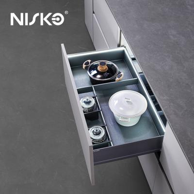 China Kitchen Pull Out Pans Shelf Storage Organizer Adjustable With LED Light for sale