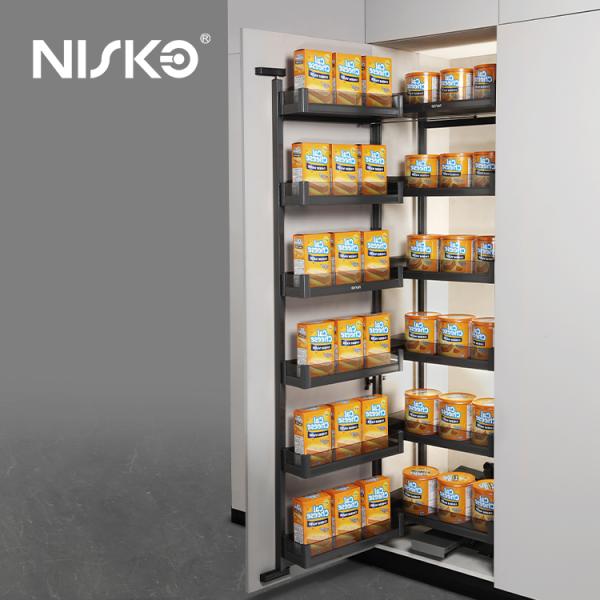 Quality 6 Layers Multi Functional Pull Out Tall Pantry Cabinet Kitchen Storage Baskets for sale