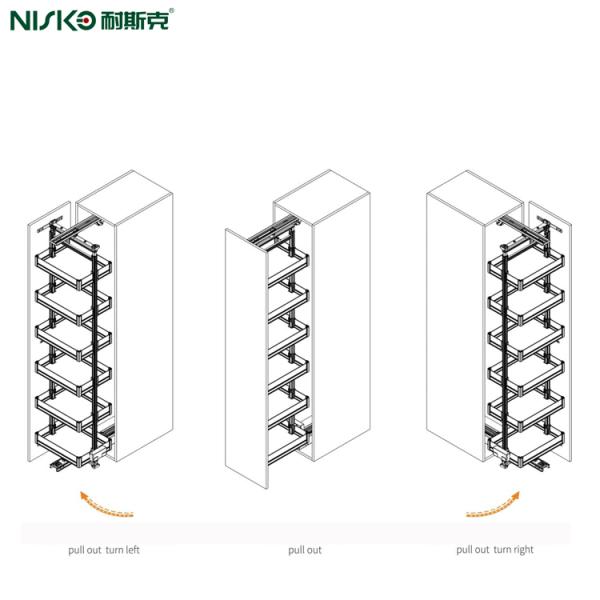 Quality 6 Shelf Pull Out Pantry Unit Kitchen Revolving Basket Soft-Close Cabinet Storage for sale
