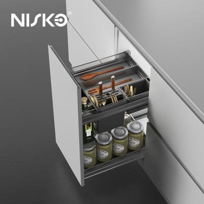 China Organizador de cubiertos de cocina multiusos con 2 estantes para botellas de condimentos en venta