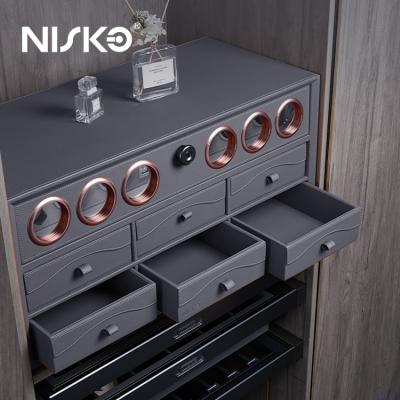 China Pull out  Leather Organizer Box Drawer+Automatic Watch Winder Display for sale