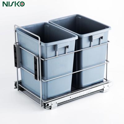 China Double Pull Out Kitchen Dustbin Under Sink With Concealed Slide for sale