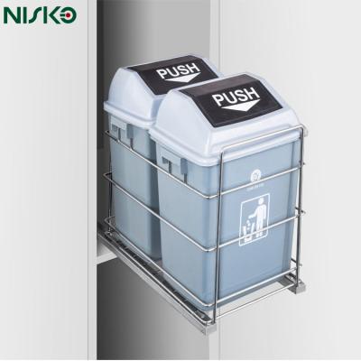 China Double Pull Out Kitchen Dustbin Under Sink With Concealed Slide for sale