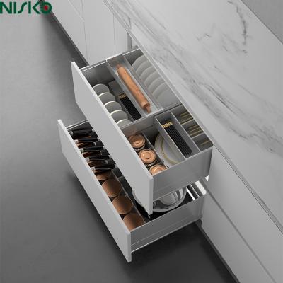 China Organizador de cajones de cocina de 3 niveles con bandejas deslizantes ajustables en venta