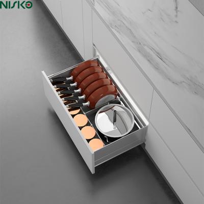 China Kitchen Cabinet Pull out  Bottle Rackt Cultery Basket Drawer Dividers for Pan Pot for sale