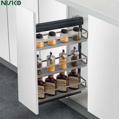 China 3 Tiers Side Pull Out Basket Spice Seasoning Bottle Storage Solution for sale
