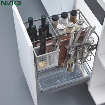 Китай Многофункциональный выдвижной лоток для столовых приборов, корзина для специй для кухни, для хранения бутылок продается