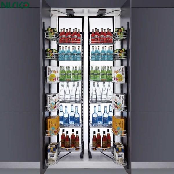 Quality Pull Out Pantry Wire Tall Unit Sliding Kitchen Drawer Baskets 6 Tiers for sale