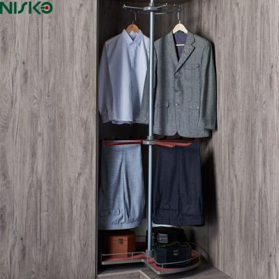 China Rotating Closet Rod Revolving Baskets Corner Carousel Wardrobe Accessories for sale
