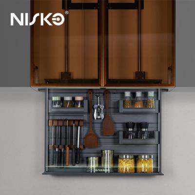 China Pull Down Smart Lifting Kitchen Storage Rack for Seasoning Bottle for sale