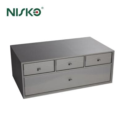 China Pull out Safe Box Organizer with Fingerprint Lock+Leather Organizer Box Drawer for sale