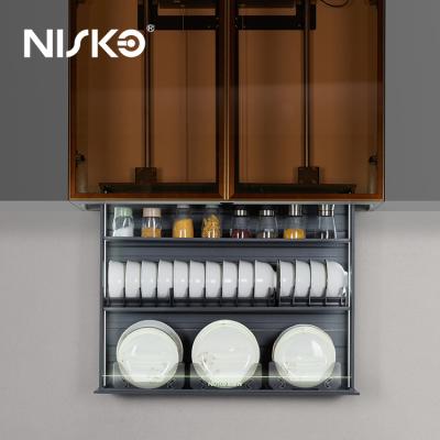 China Pull Down Seasoning Bottle Storage Rack Automatic Electronic Lift for sale