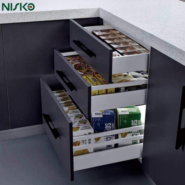 Quality Kitchen Iron Cabinet Soft Closing Drawer Bottle Storage Rack with Square Rod for sale