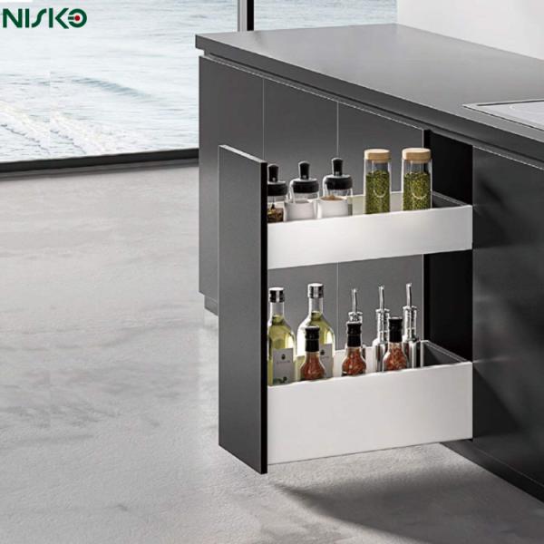 Quality Kitchen Iron Cabinet Soft Closing Drawer Bottle Storage Rack with Square Rod for sale