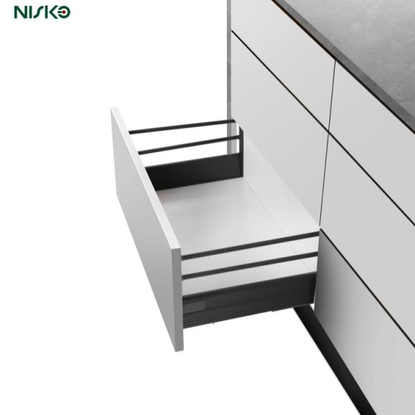 Quality Kitchen Cabinet Soft Close Slim Tandem Box Drawer Slide with Double Round Rod for sale