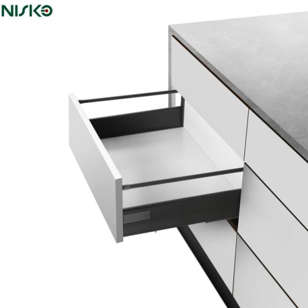 Quality Soft Closing Slim Tandem Box Kitchen Furniture Drawer With Single Round Rod for sale