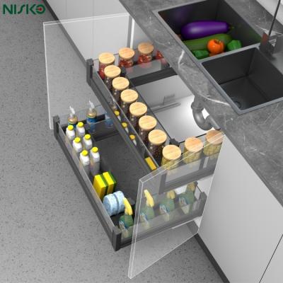 Китай Подъемный умный раковина Кухонный шкаф Вытащить корзину 2 слоя продается