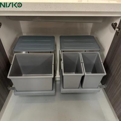 China Double Pull Out Sliding Garbage Bins Kitchen Waste Container 10–15L for sale