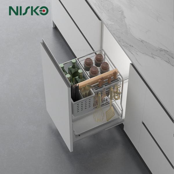 Quality Multifunctional Sliding Basket Seasoning Bottle Storage Rack Kitchen Storage for sale