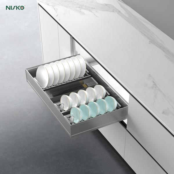Quality Pull Out Soft Close Adjustable Shelf Dish Bowls Rack Baskets Kitchen Organizer for sale