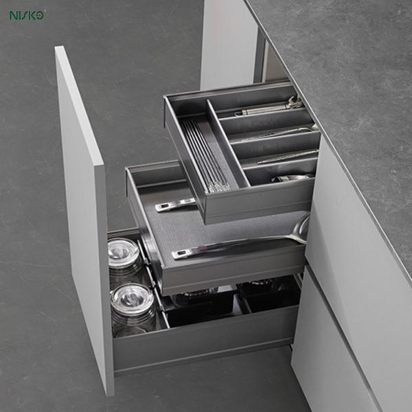 Quality 3-Tiers Kitchen Cabinet Pull Out Spice Rack Drawer Adjustable Cutlery Bottle for sale