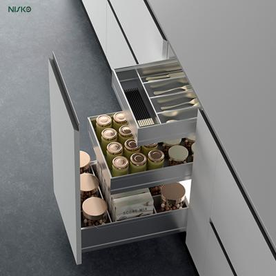 Cina Armadio da cucina a 3 livelli, portapiatti, cassetto, portabottiglie in vendita