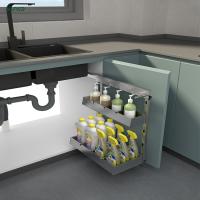 China NISKO Kitchen Undersink Basket Pull Out Organizer 2 Tier Adjustable Shelf for sale