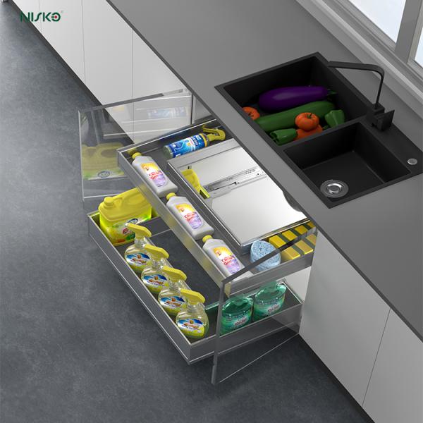 Quality 2 Tier Pull out Under Sink Organizer Multipurpose Kitchen Cabinet Basket for sale