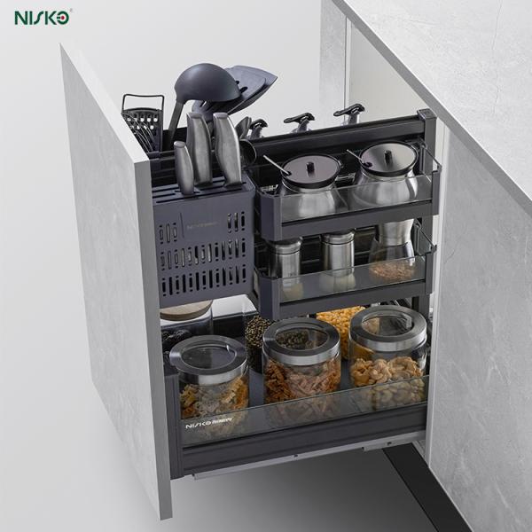 Quality Multipurpose Drawer Basket Pull-out Kitchen Seasoning Bottle Spice Rack for sale