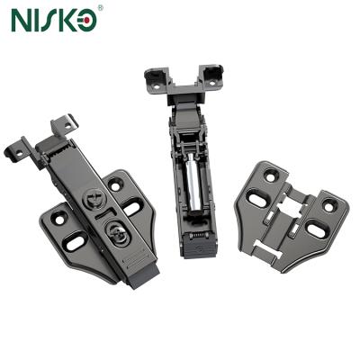 China 2D Soft Close Black Nickel Cabinet Hinge Clip On Hydraulic Aluminum Frame Door Hinges for sale